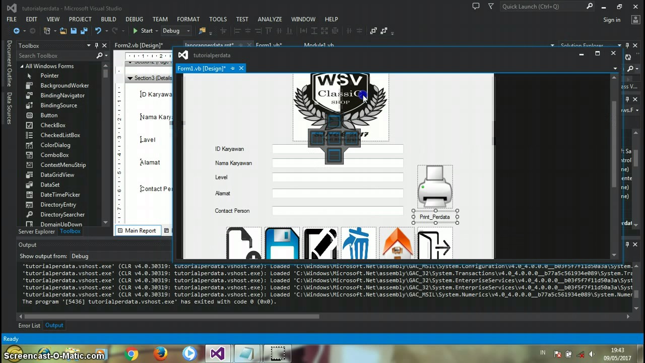 Tutorial Membuat Button Print Perdata Pada Visual Basic 2013 dengan Coding SQL - YouTube
