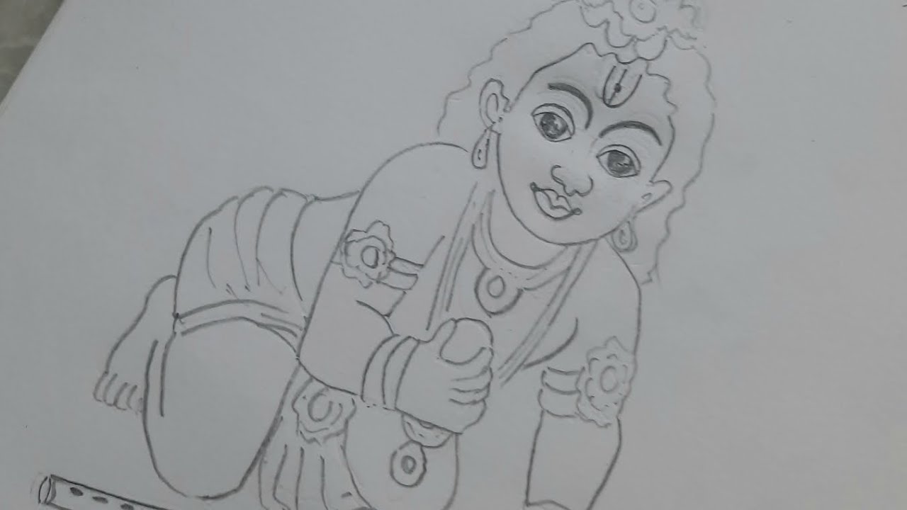 How to draw.. A sketch of Gopal. ...Shree Krishna. - YouTube