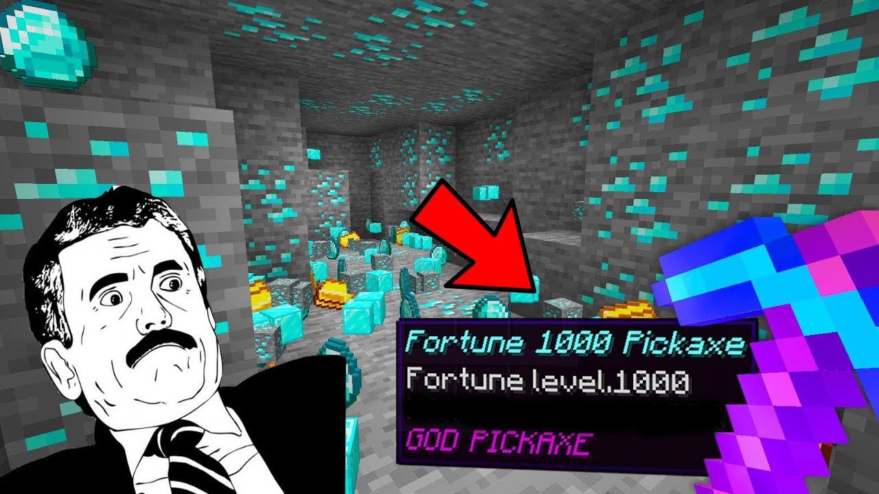 Most Powerful 1000 FORTUNE PICKAXE In Minecraft - YouTube