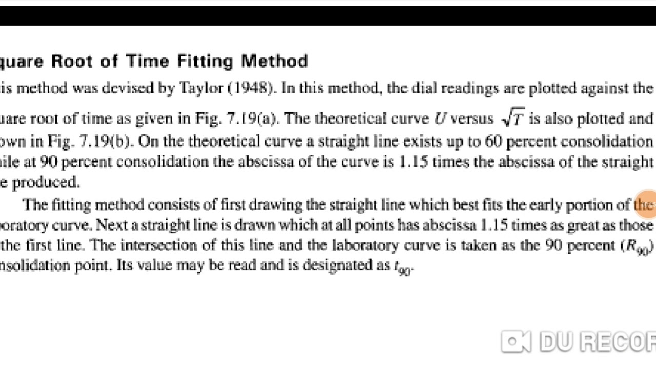 Coefficient Of Consolidation By Taylor's Square Root Of Time Fitting ...