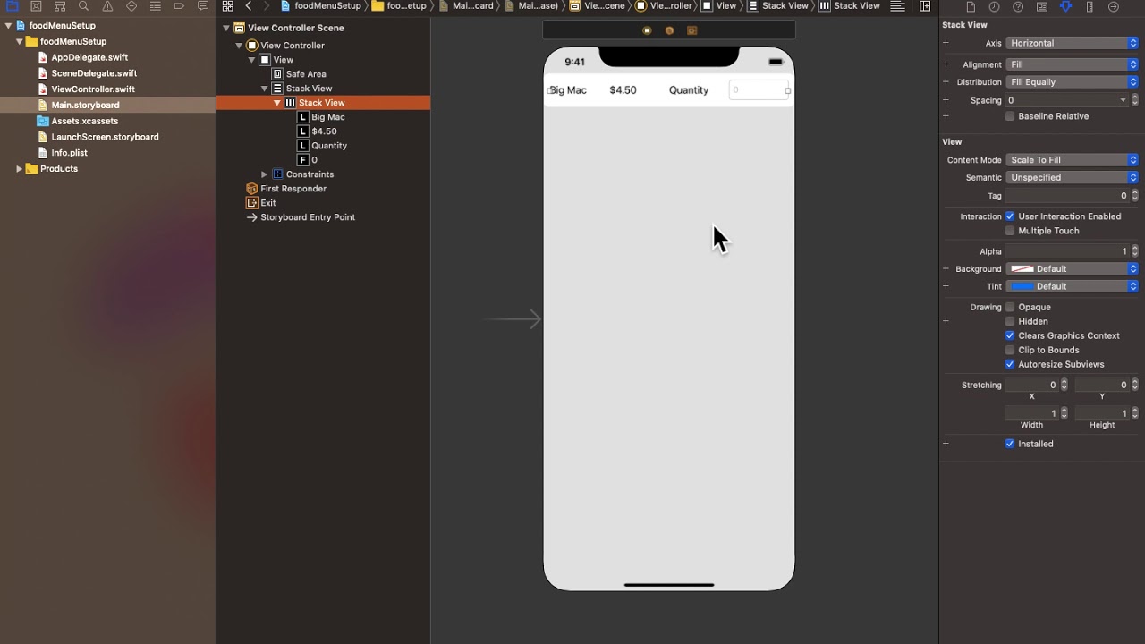 App Dev - Food Menu Storyboard Setup - YouTube