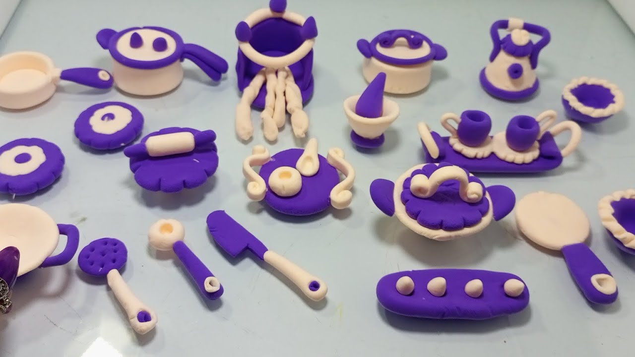 Satisfying How to make polymer Clay miniature kitchen set|Clay kitchen ...
