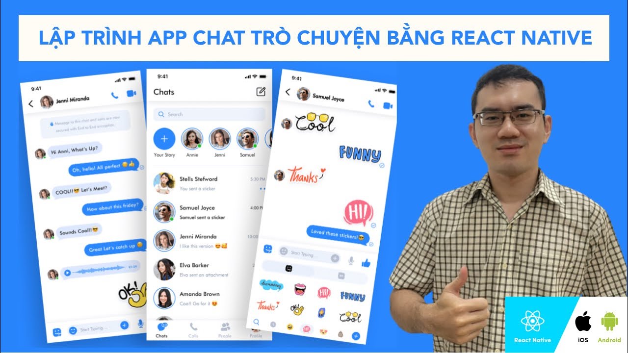 Lập trình app chat trò chuyện bằng React Native - YouTube