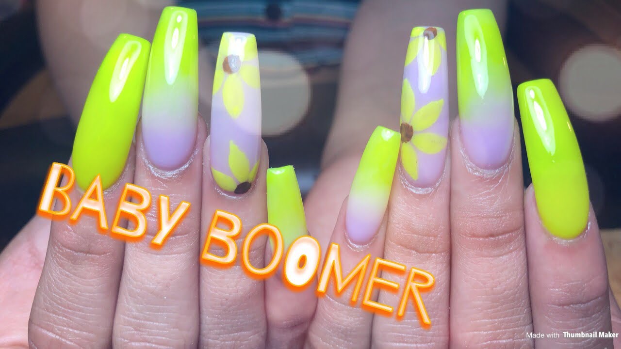 Yellow Baby Boomer Acrylic Nails - YouTube