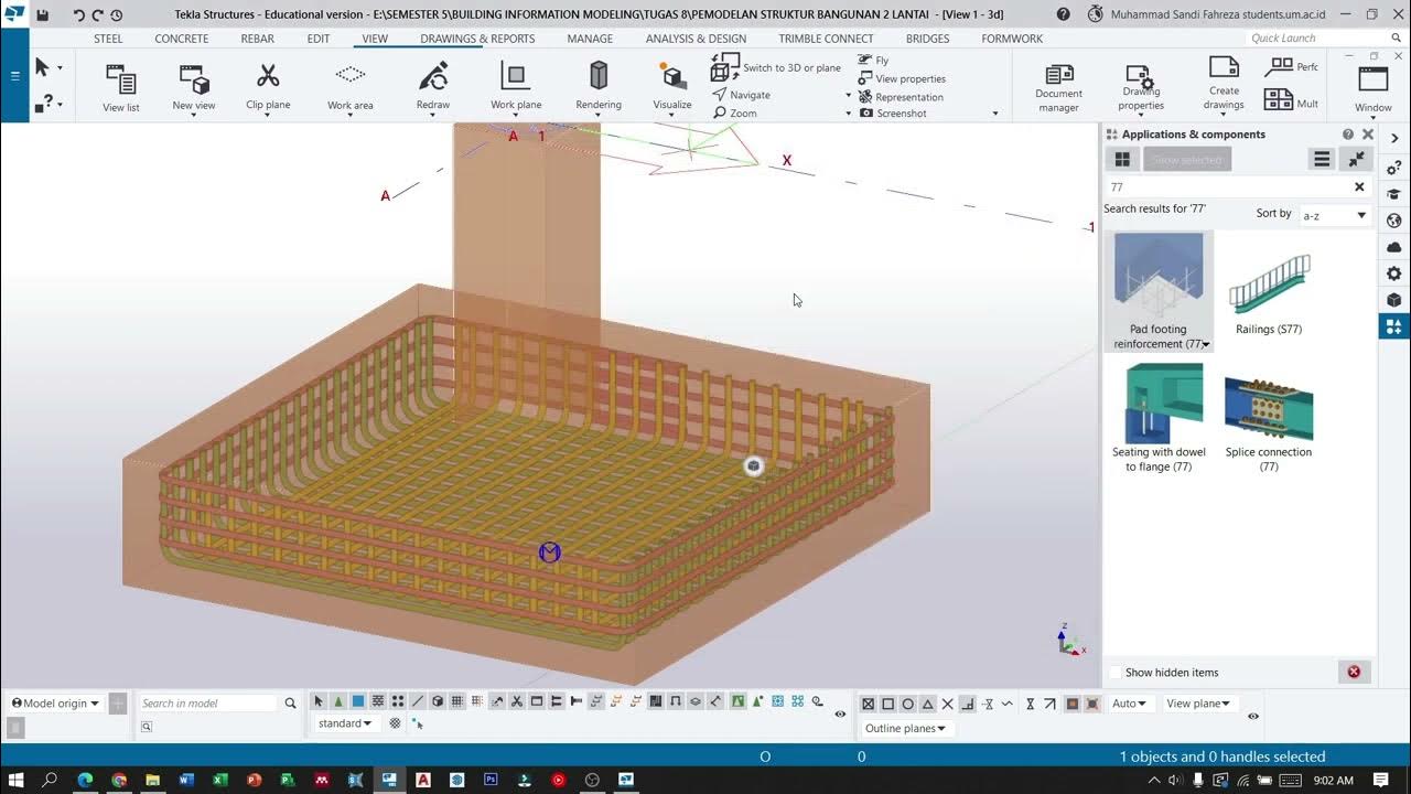 Tutorial Pemodelan Detailing Struktur Bangunan 2 Lantai Tekla Structures - YouTube