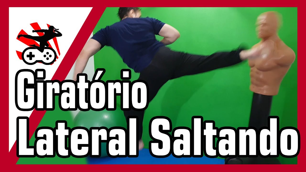 Chute Giratório Lateral Saltando Chute Giratório com Pulo Kickboxing ...