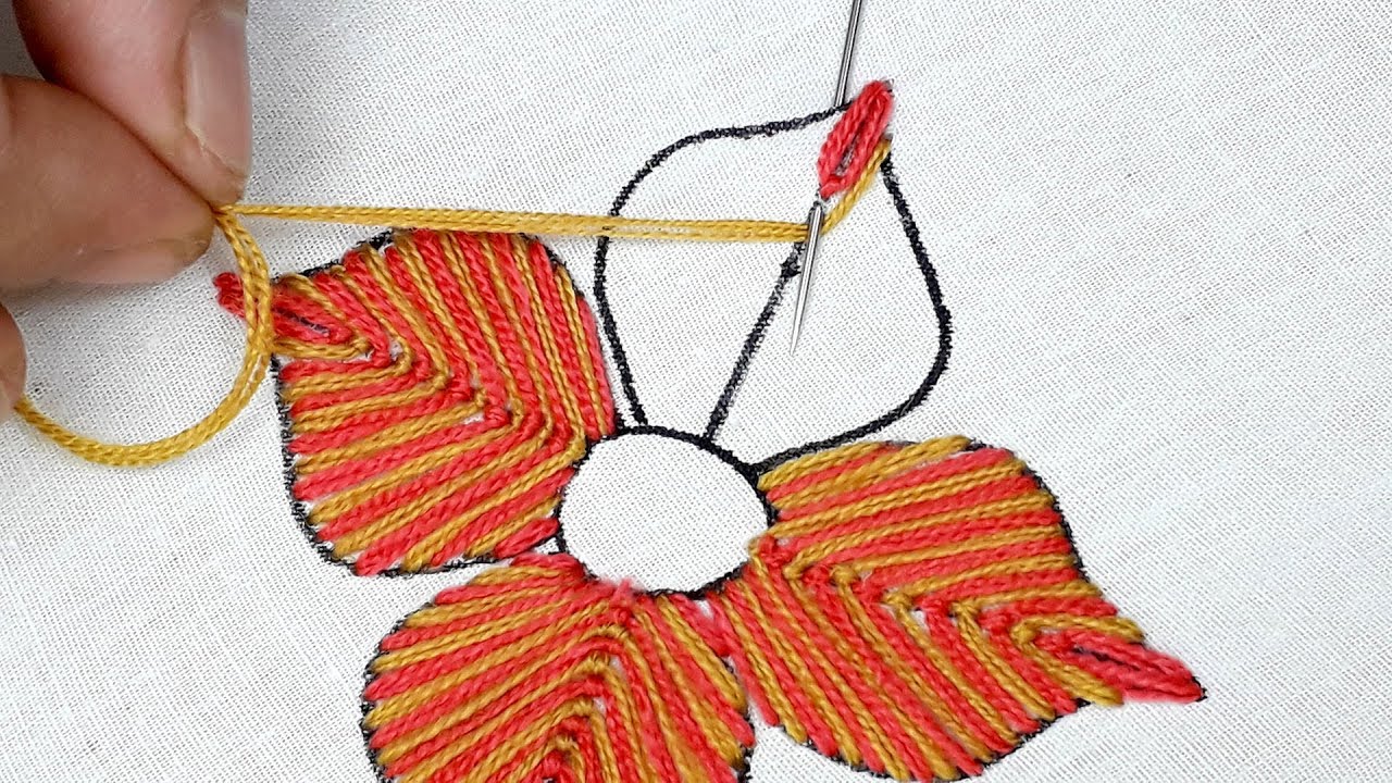 Hand Embroidery, Fly Stitch Easy Flower Embroidery Tutorial By Sewing ...