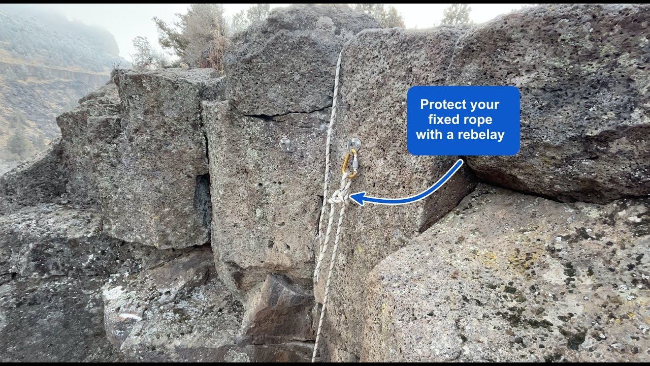 Protect a fixed rope with a rebelay - YouTube