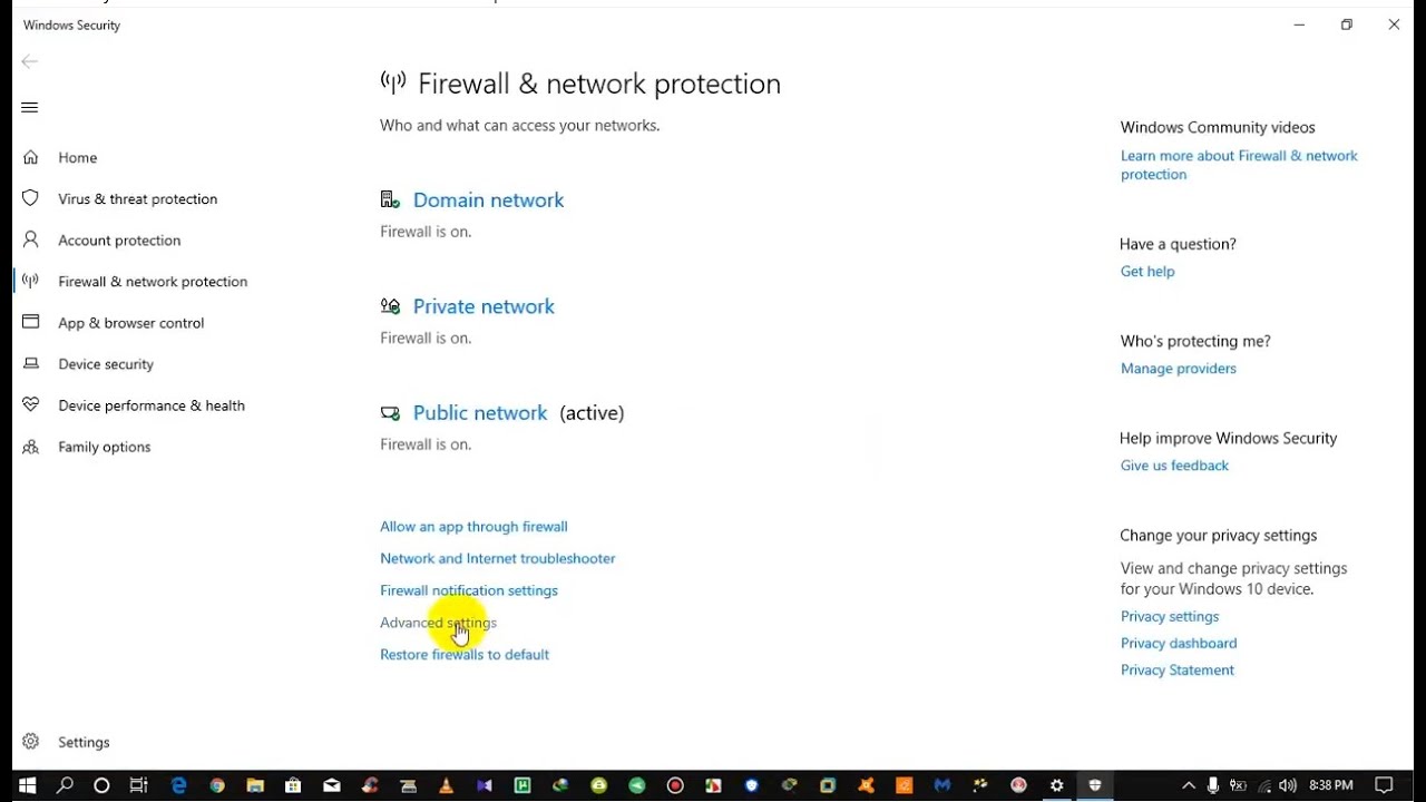 🤩Part 1: Advanced Firewall Settings in Windows 10 Defender | Inbound ...