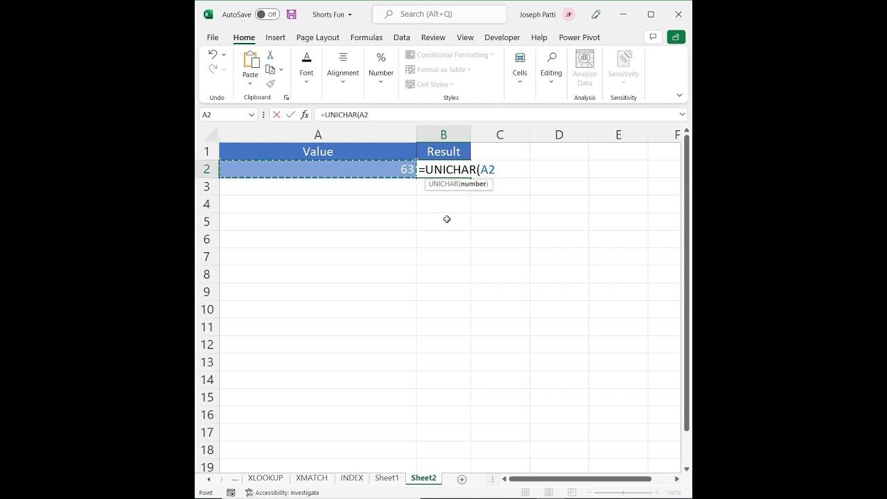 The Learnit Minute Unichar Function Excel Shorts Youtube