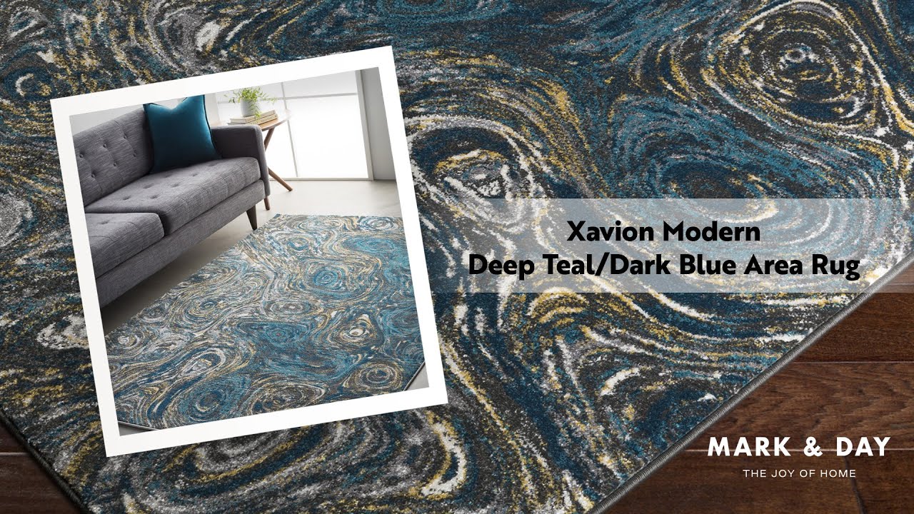 Xavion Modern Deep Teal/Dark Blue Area Rug - YouTube