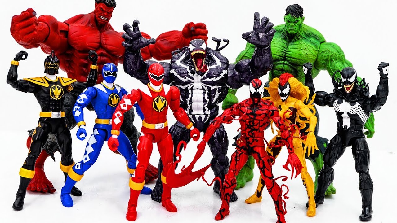Power Rangers & Marvel Avengers Toys Pretend Play | Hulk & Red Hulk ...