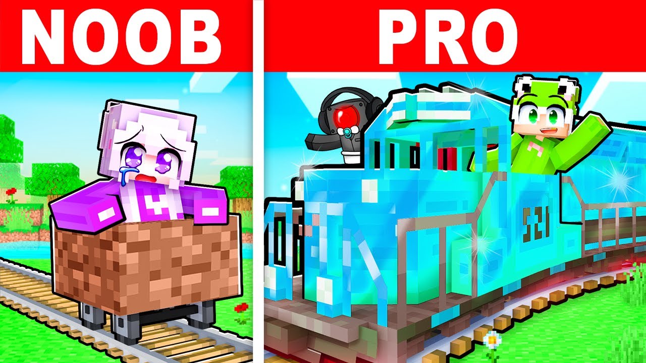 NOOB vs PRO: WORKING TRAIN Build Challenge in Minecraft - YouTube
