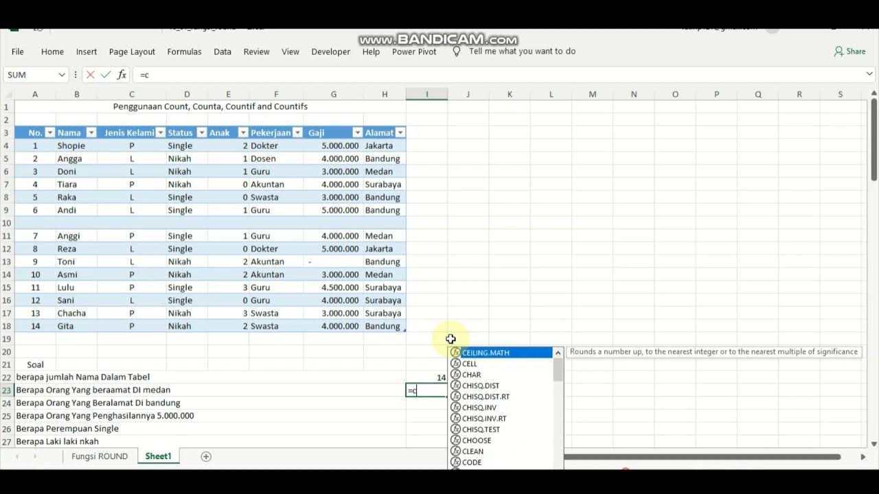 Cara Menggunakan Rumus COUNT, COUNTA, COUNTIF dan COUNTIFS di Microsoft Excel.. - YouTube