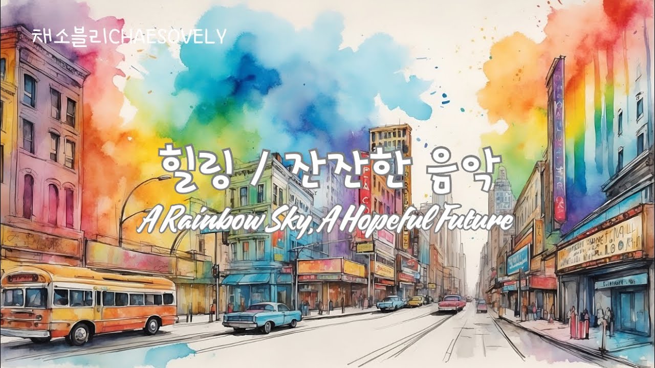힐링_잔잔한음악_수채화_무지개빛하늘_희망 Healing_Calm Music_Watercolor_Rainbow Sky_Hope ...