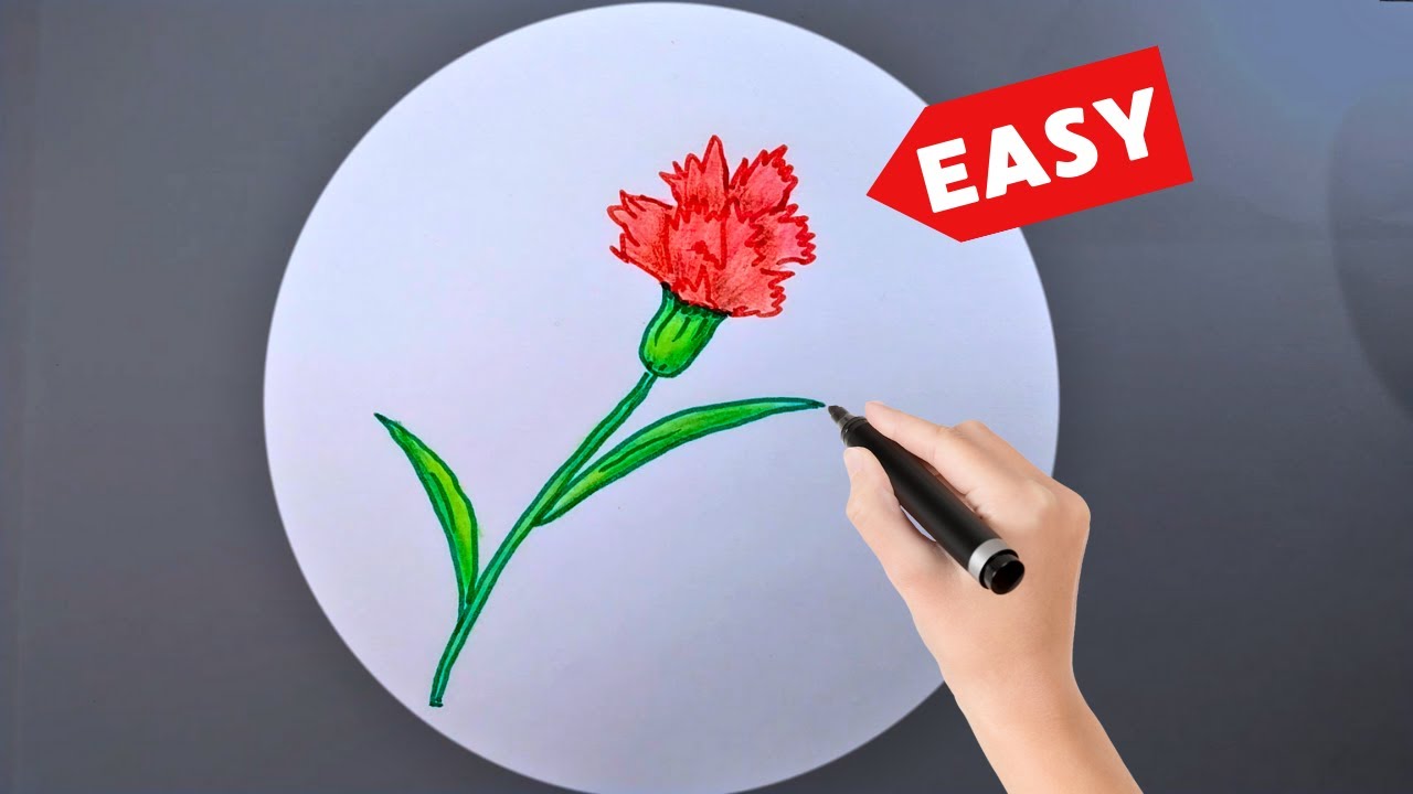 How to Draw a Carnation | Easy Step-by-Step for Kids | Lalagram - YouTube