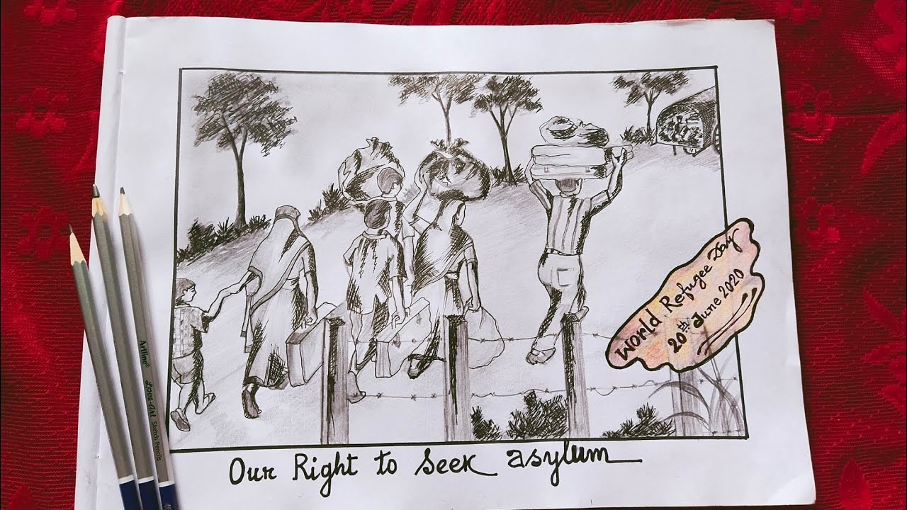World Refugee Day drawing/Pencil sketch on Refugee/Drawing on World ...