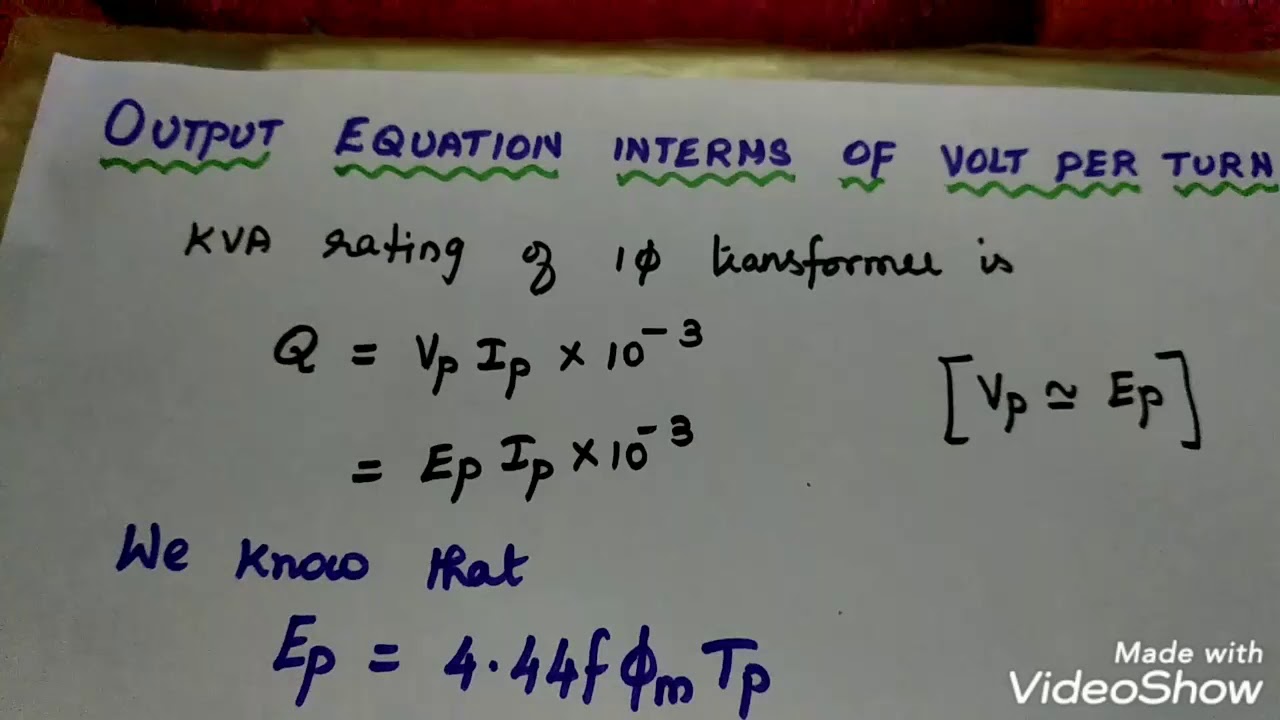 Output Equation in terms of volt per turn | Design of Electrical ...