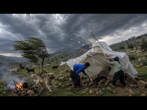🌪️ Zagros Dağlarında Şiddetli Fırtına | Zorlu Göçebe Yaşamı ve Hayatta Kalma Mücadelesi