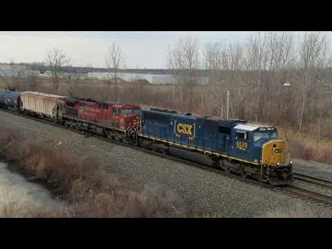 Short clip: CSXT SD70MAC #4529 and Canadian Pacific AC44CW #9618 - YouTube