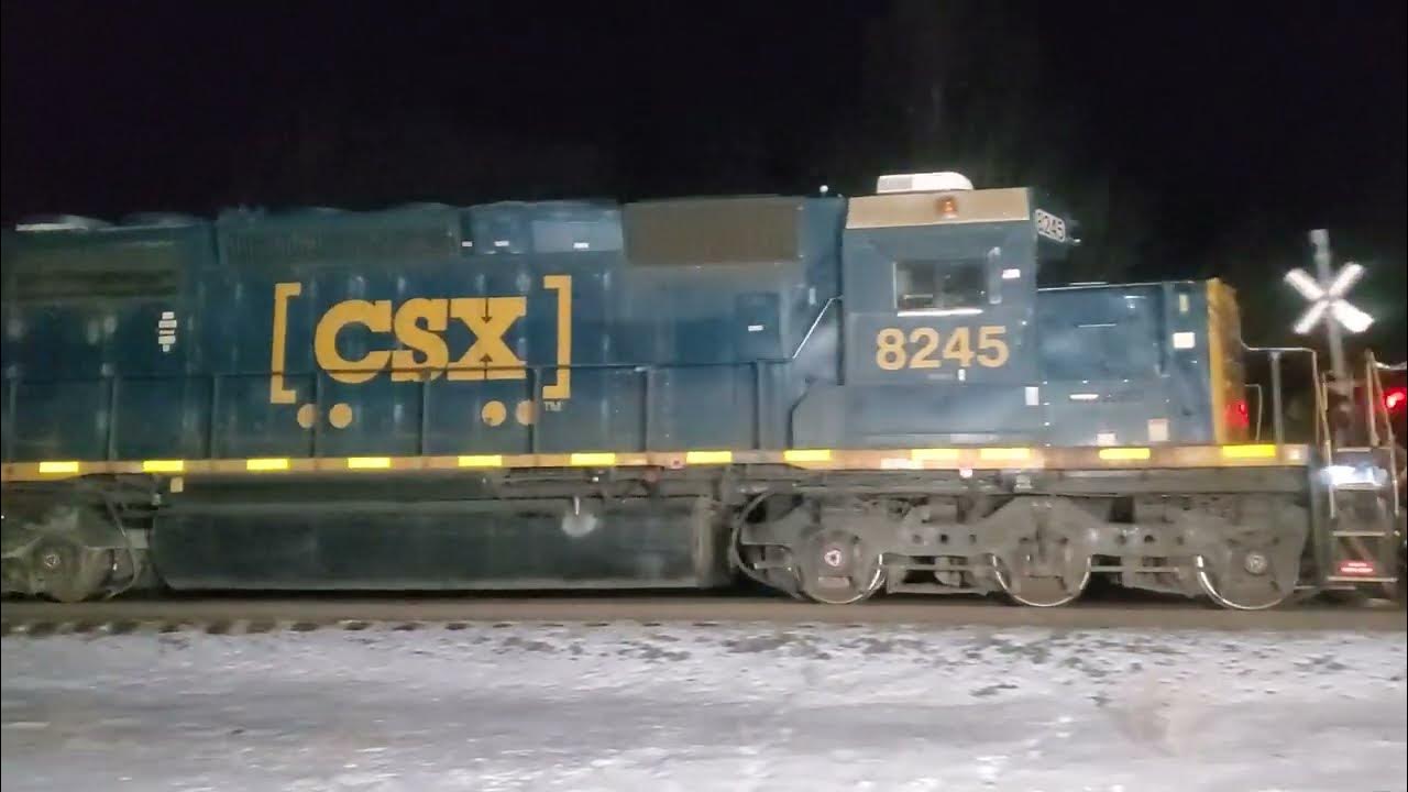 CSX mixed freight with snow background at night on the B&O old mainline topping Pars ridge 1/13 ...