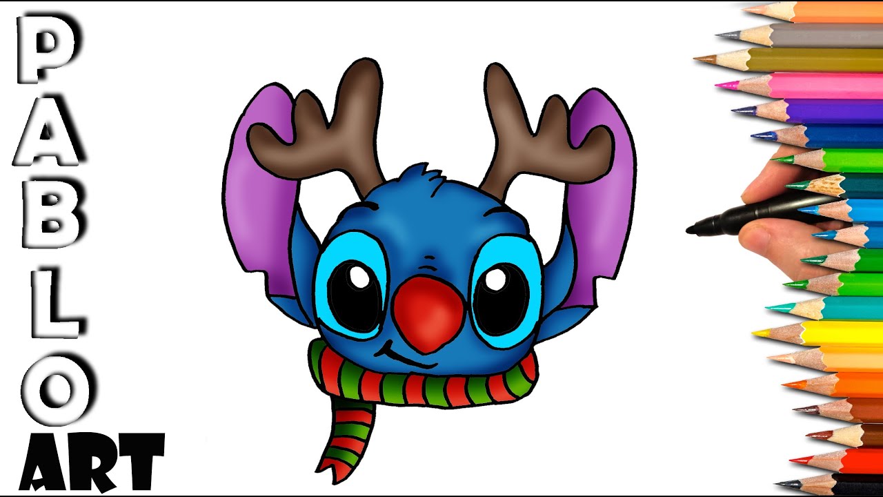 How to Draw 🎅 Stitch from Lilo and Stitch for Christmas | Learn to Draw ...
