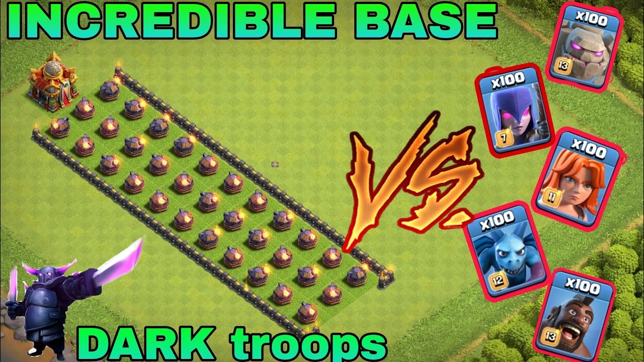 Incredible base vs DARK Elixir troop || roaster vs DARK Elixir troops ...