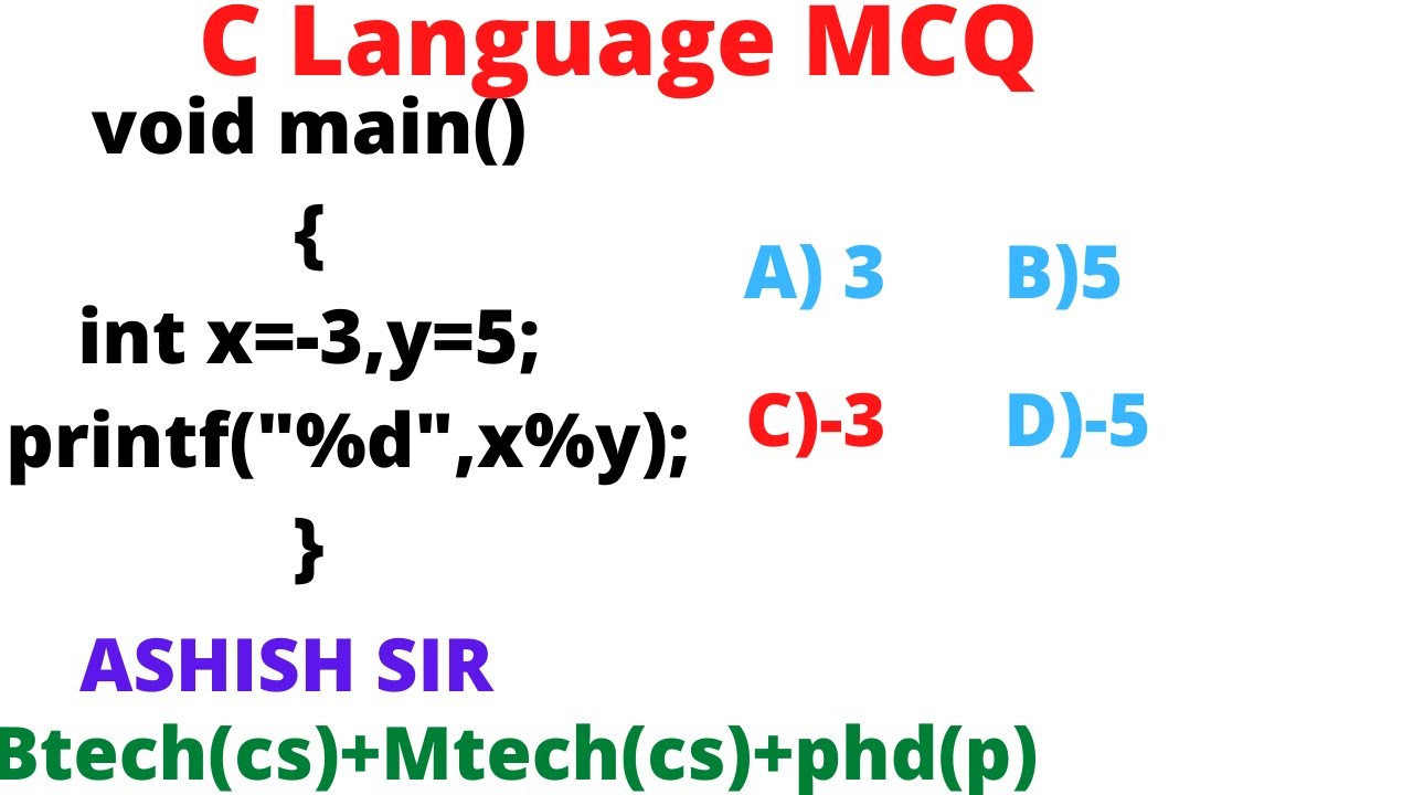 Operators C Technical Interview Questions And Answers Mr Ashish 5825