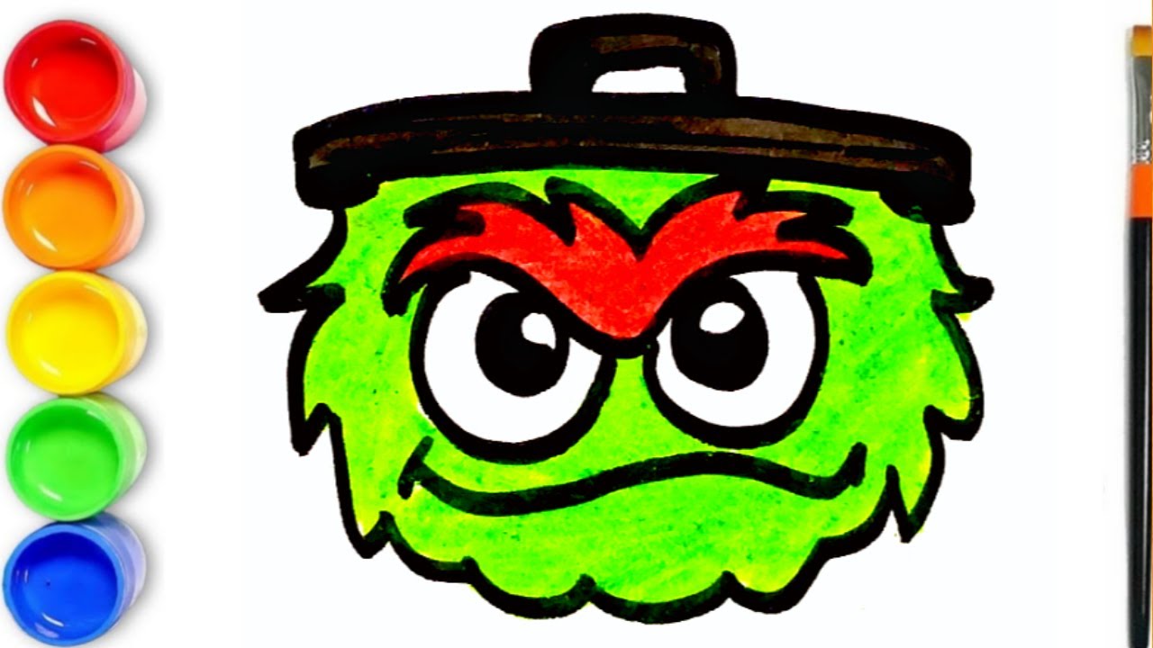 🟢 How to draw Oscar the Grouch Face From Sesame Street | Sesame Street ...
