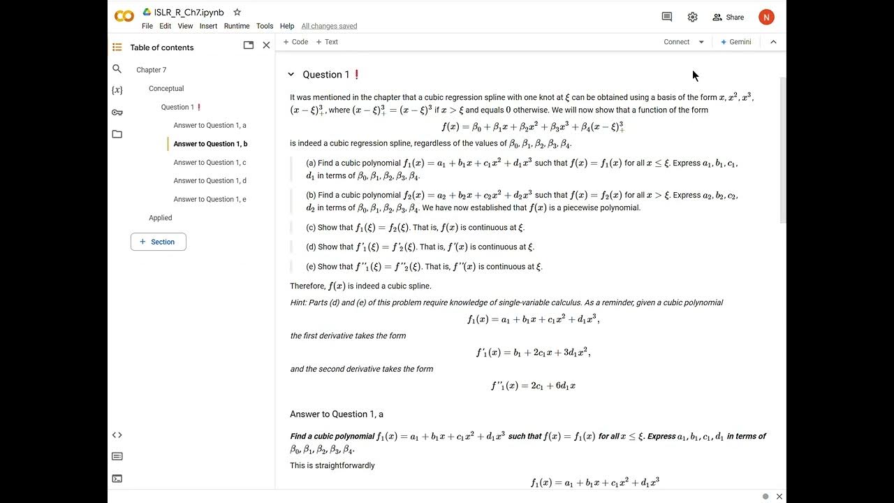 Intro to Statistical Learning (2nd Ed), Solution to Problem 7.1C - YouTube