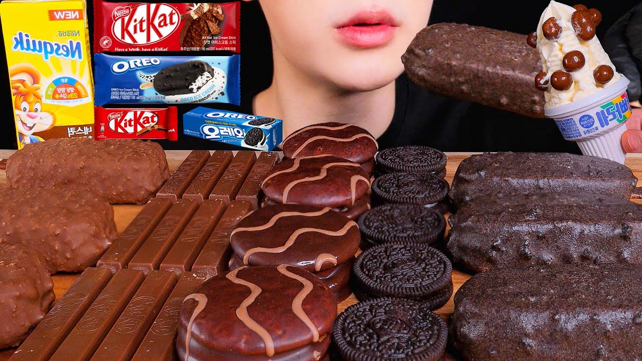 ASMR Kitkat & Oreo Chocolate Dessert Chocolate Ice Cream Chocolate Pie ...
