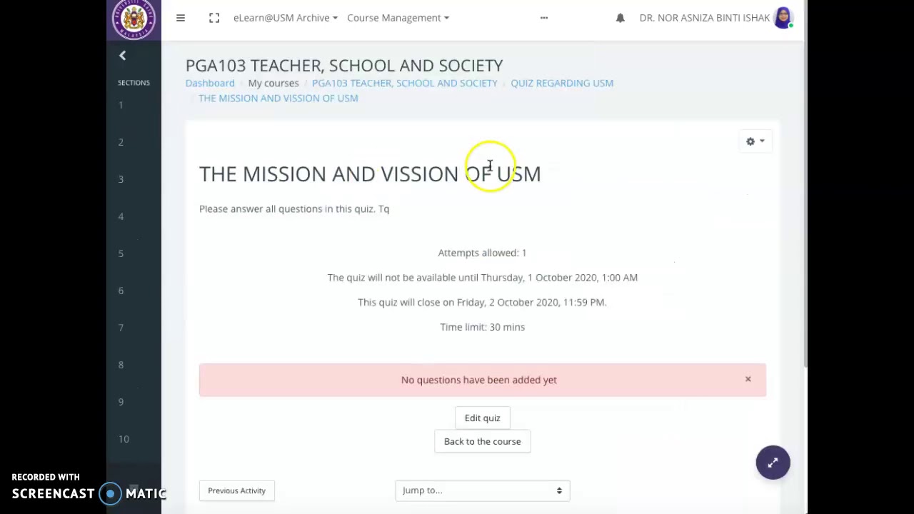 Adding Quiz in eLearn - YouTube
