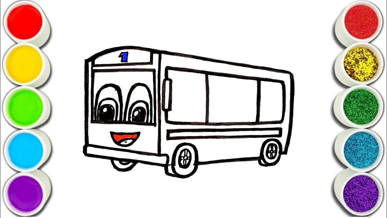Bus for children 🚌🎨 Drawing,Painting and Coloring for Kids, Toddlers ...