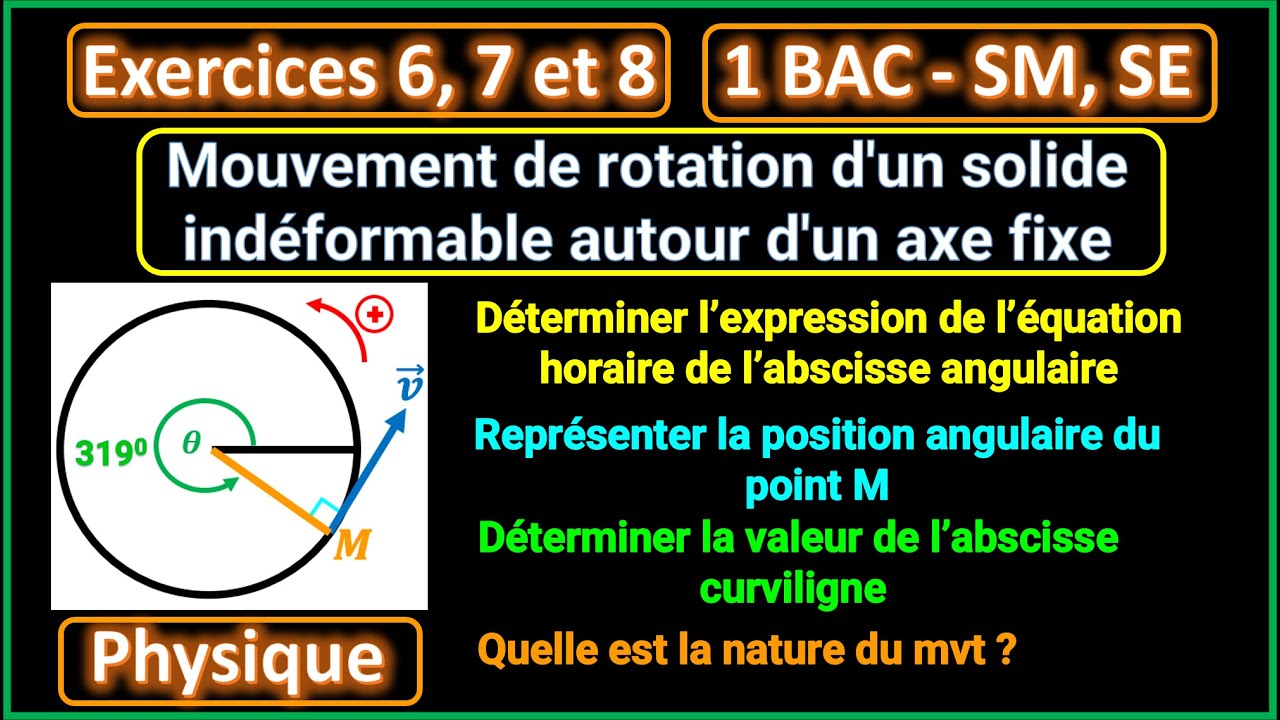 Exercices 6, 7 et 8: Mouvement de rotation d'un solide indéformable ...