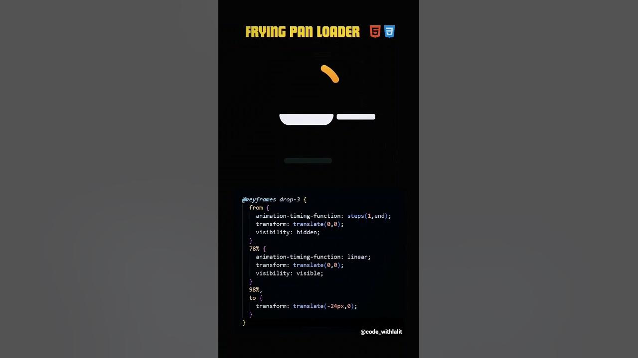 Frying Pan Loader Using Css🧑‍💻 Coding Programming Csstricks Cssanimation Js Html Css