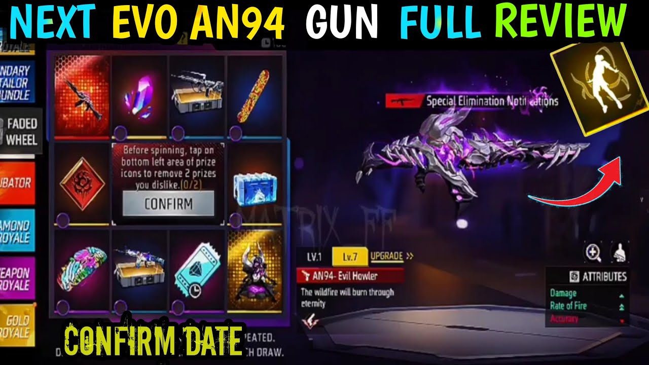 FF NEXT EVO GUN | FREE FIRE NEW EVO AN94 GUN FULL REVIEW & RETURN ...