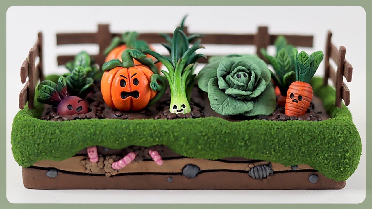 Making A Miniature Garden Out Of Polymer Clay - YouTube