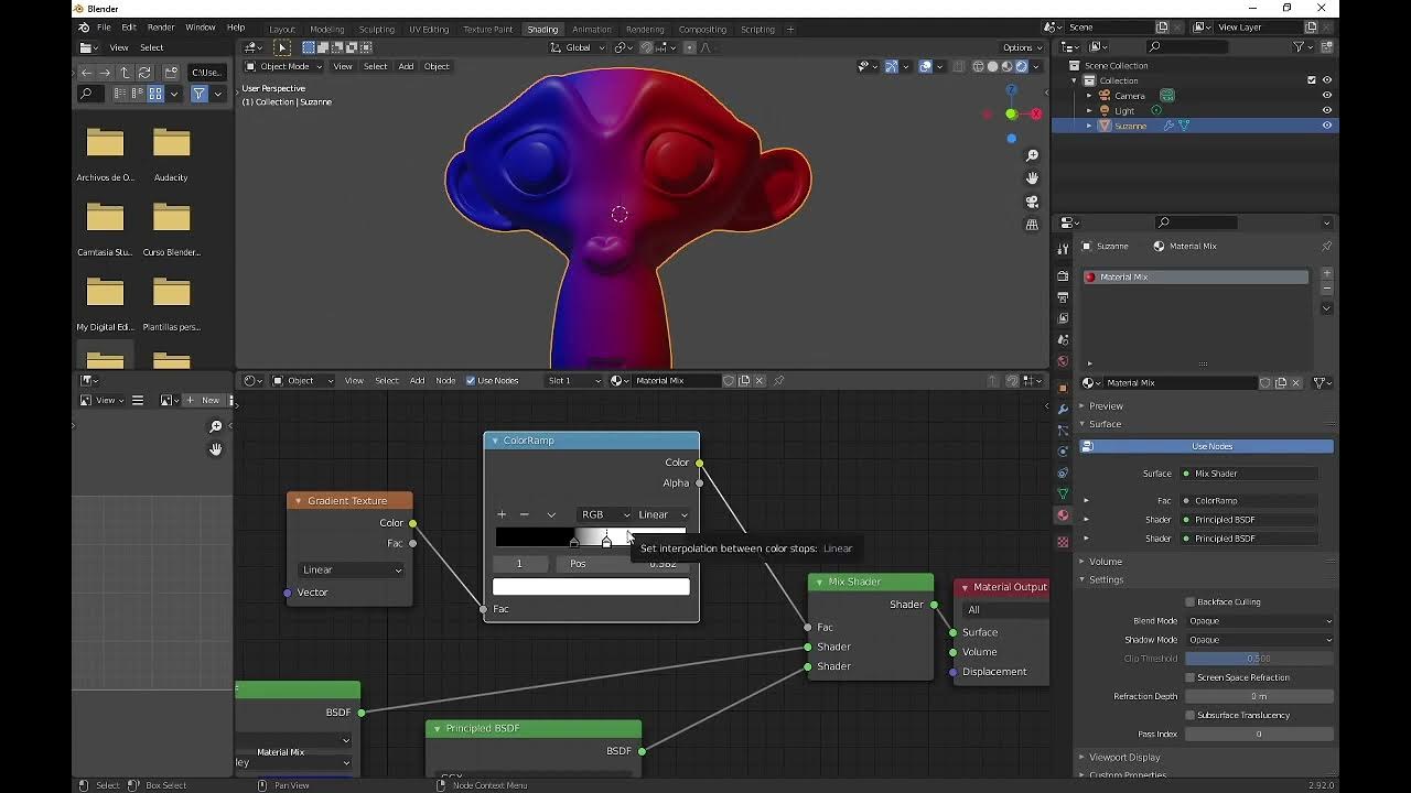 Blender: gradient texture y color ramp | | UPV - YouTube