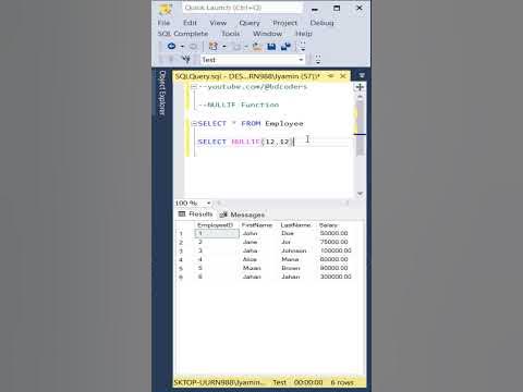 NULLIF function in sql server #shorts #sqlserver #sql #database #oracle #mongodb #mysql - YouTube
