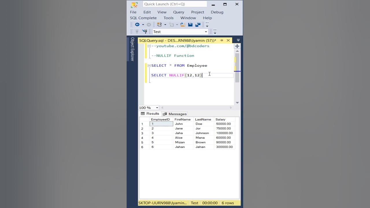 Nullif Function In Sql Server Shorts Sqlserver Sql Database Oracle Mongodb Mysql Youtube