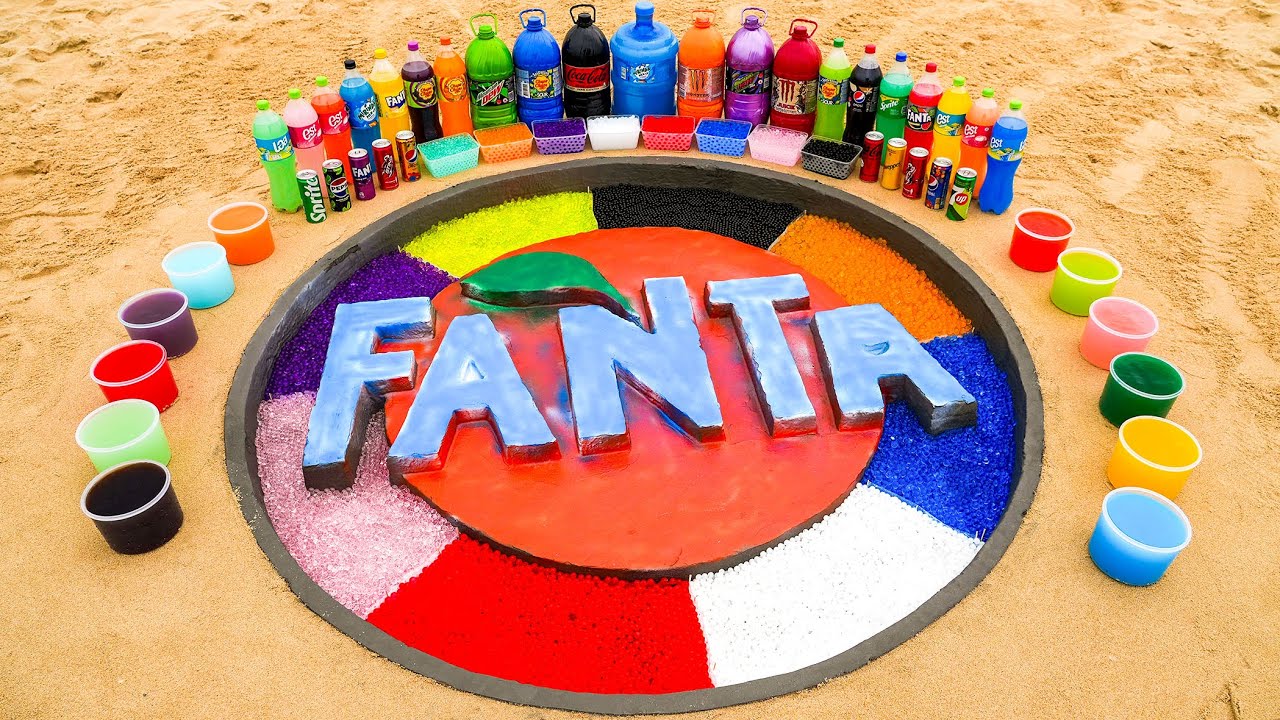 How to make Rainbow FANTA Logo with Orbeez, Coca Cola, Monster, Mtn Dew ...
