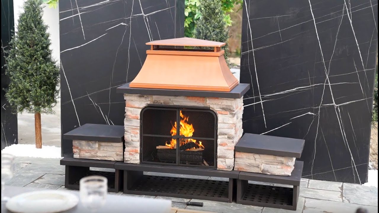 48-inch Classic Wood Burning Fireplace by Sunjoy | With Removable Grate ...