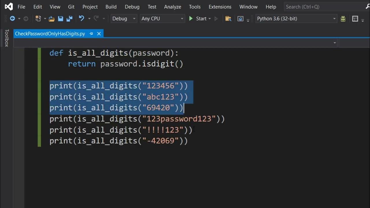 Python Password Validation: Checking if a Password Contains Only Digits - YouTube