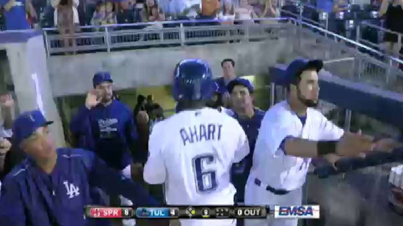 Tulsa's Devan Ahart hits first home run - YouTube