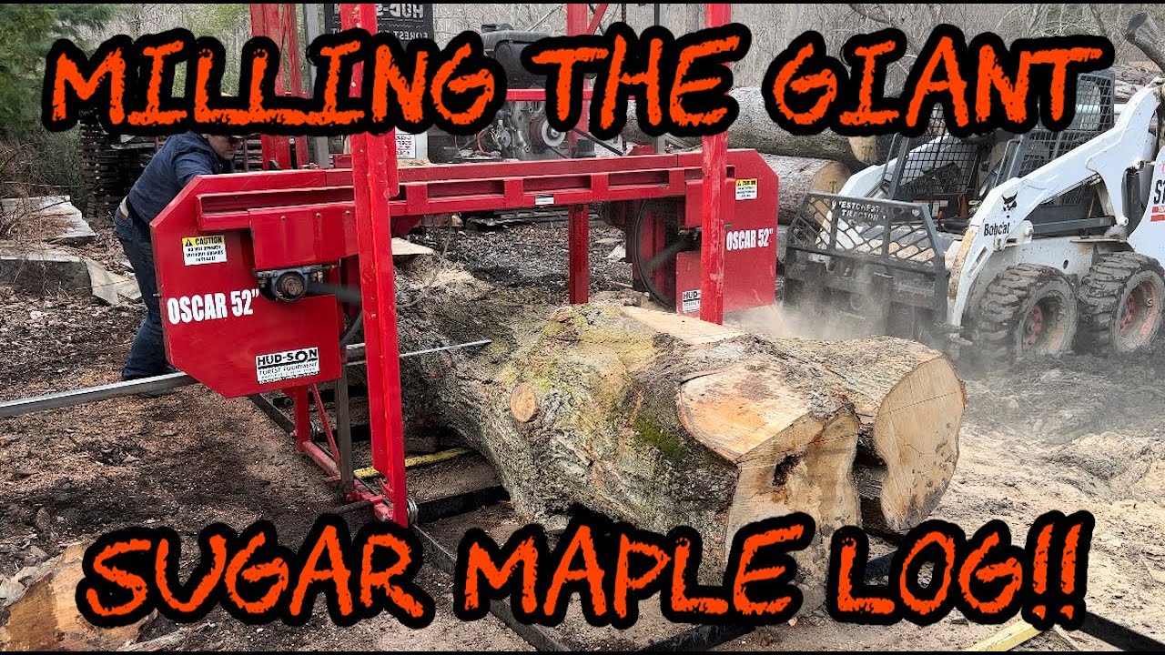 #206 Milling a GIANT Sugar Maple Log on Hudson Sawmill - YouTube