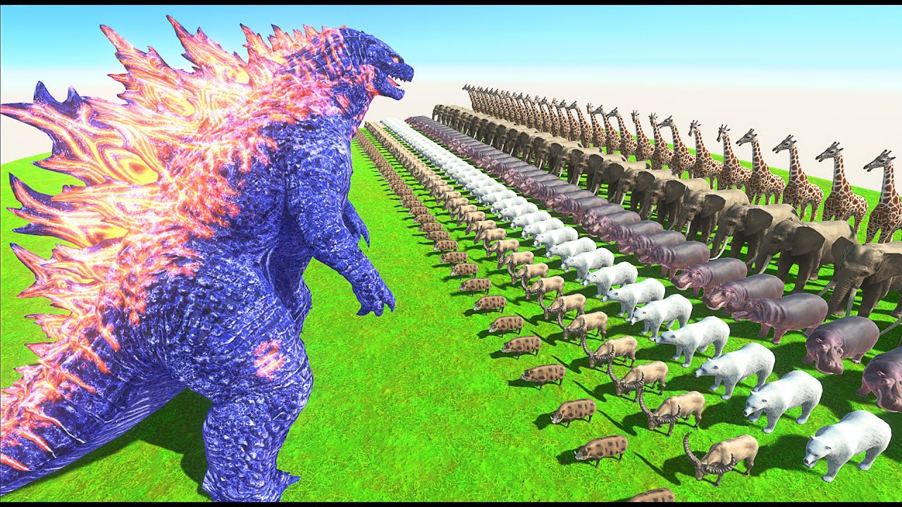 GODZILLA BLUE vs All Animals - Animal Revolt Battle Simulator - YouTube