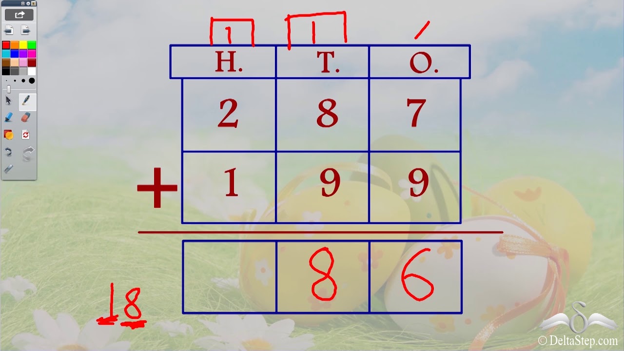 Addition of 3 digit numbers with carry - YouTube