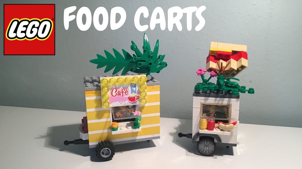 Detailed LEGO Food-Cart MOCS | Juice Shop + Hot dog Stand - YouTube
