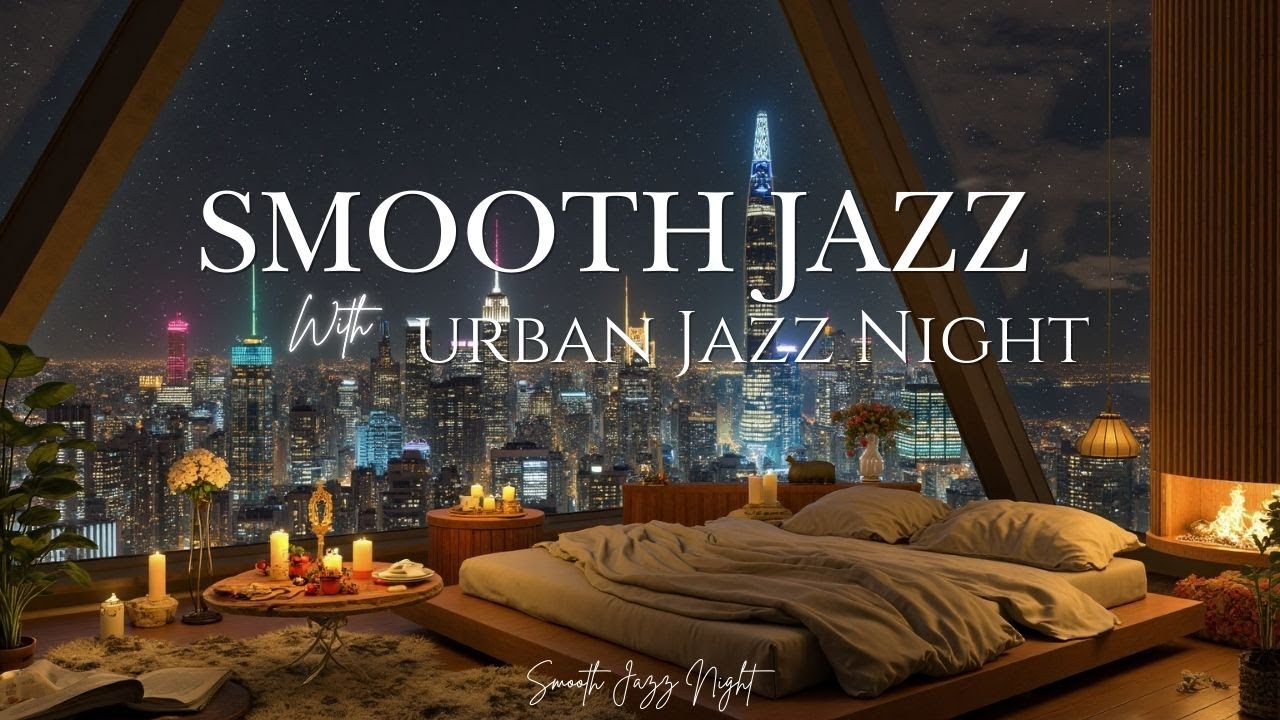 Smooth Jazz Night Urban City Views Relaxing Music For Sleep | Night ...