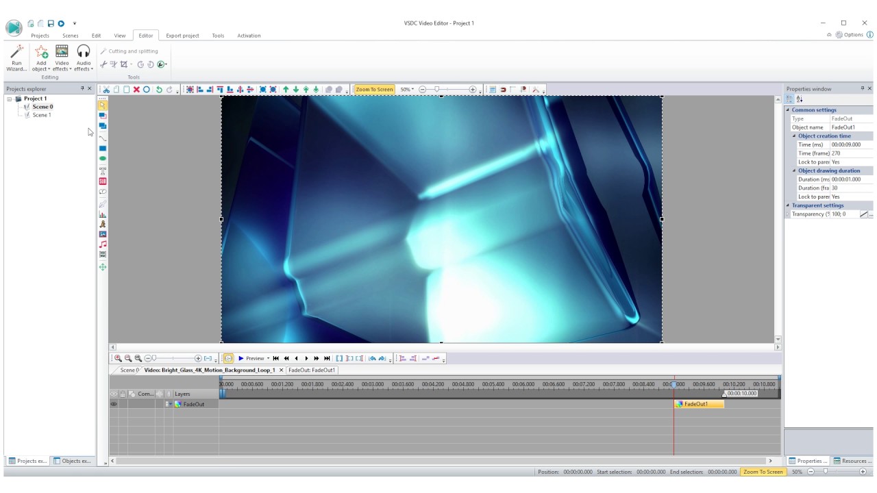 How to fade video between scenes in VSDC Free Video Editor - YouTube